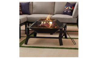 madena mainstays greyson 30” square wood burning fire pit with mesh screen,ms49-096-035-01