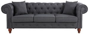 divano roma furniture classic large sofa | dark grey