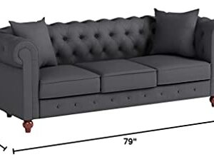 Divano Roma Furniture Classic Large Sofa | Dark Grey