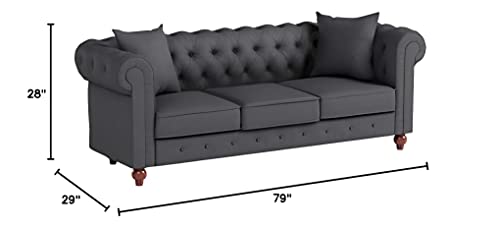 Divano Roma Furniture Classic Large Sofa | Dark Grey