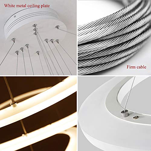 Ziplighting Modern LED Chandelier Pendant Light with 4 Triangle Ring Adjustable Pendant Light Ceiling Fixture Contemporary for Bedroom Living Room Dining Room Kitchen Island with Remote Control