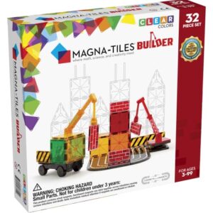 Magna-Tiles Builder Set, The Original Magnetic Building Tiles for Creative Open-Ended Play, Educational Toys for Children Ages 3 Years + (32 Pieces)