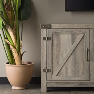 Walker Edison Georgetown Modern Farmhouse Double Barn Door TV Stand for TVs up to 65 Inches, 58 Inch, Grey