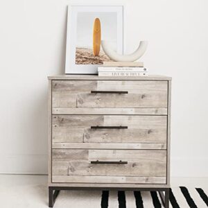 signature design by ashley neilsville industrial 3 drawer chest of drawers, whitewash