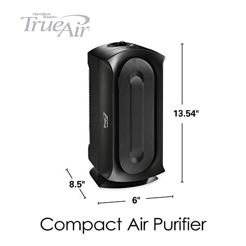 Hamilton Beach TrueAir Air Purifier with Permanent HEPA Filter for Home or Office and Pets, Whisper Quiet, 160 sq ft, Black