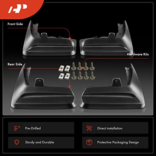 A-Premium Set of 4PCS Mud Flaps Splash Guards Mudguards Mudflaps with Hardware Kits Accessory Compatible with Toyota Sienna, 2011-2017, Van, (Not fit SE), Black Color, Front LH RH and Rear LH RH