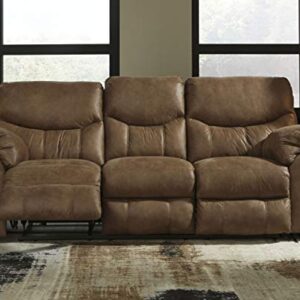 Signature Design by Ashley Boxberg Oversized Faux Leather Manual Pull Tab Reclining Sofa, Brown