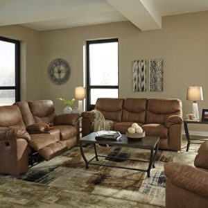 Signature Design by Ashley Boxberg Oversized Faux Leather Manual Pull Tab Reclining Sofa, Brown