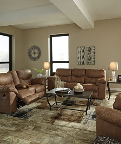 Signature Design by Ashley Boxberg Oversized Faux Leather Manual Pull Tab Reclining Sofa, Brown