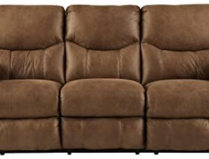 Signature Design by Ashley Boxberg Oversized Faux Leather Manual Pull Tab Reclining Sofa, Brown