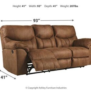 Signature Design by Ashley Boxberg Oversized Faux Leather Manual Pull Tab Reclining Sofa, Brown