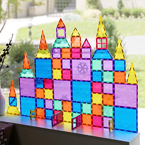 Children Hub 100pcs Magnetic Tiles Set - Educational 3D Magnet Building Blocks - Building Construction Toys for Kids - Upgraded Version with Strong Magnets - Creativity, Imagination, Inspiration