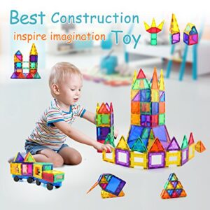 Children Hub 100pcs Magnetic Tiles Set - Educational 3D Magnet Building Blocks - Building Construction Toys for Kids - Upgraded Version with Strong Magnets - Creativity, Imagination, Inspiration