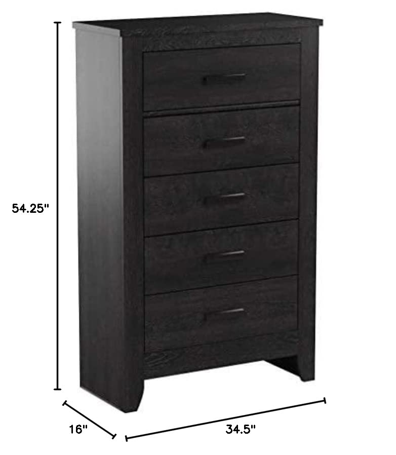 Signature Design by Ashley Brinxton Contemporary 5 Drawer Chest, Almost Black