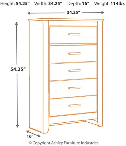 Signature Design by Ashley Brinxton Contemporary 5 Drawer Chest, Almost Black