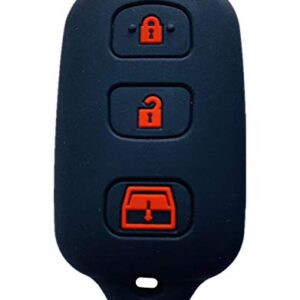 Rpkey Silicone Keyless Entry Remote Control Key Fob Cover Case protector Replacement Fit For 1999-2009 Toyota 4Runner 2001-2008 Toyota Sequoia HYQ12BBX HYQ12BAN HYQ1512Y Black red button