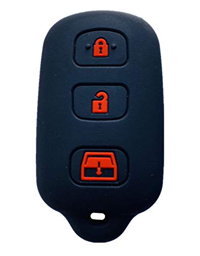 Rpkey Silicone Keyless Entry Remote Control Key Fob Cover Case protector Replacement Fit For 1999-2009 Toyota 4Runner 2001-2008 Toyota Sequoia HYQ12BBX HYQ12BAN HYQ1512Y Black red button