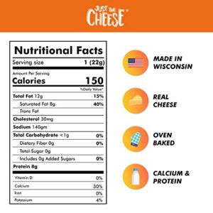 Just the Cheese Bars, Low Carb Snack - Baked Keto Snack, High Protein, Gluten Free, Low Carb Cheese Crisps - 0.8 Ounces (Pack of 10) (Aged Cheddar)