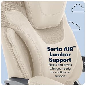 Serta AIR Health and Wellness Executive Office Chair, High Back Big and Tall Ergonomic for Lumber Support Task Swivel, Bonded Leather, Cream