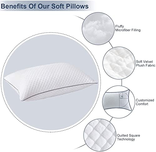 GOHOME Pillows Queen Size 2 Pack, Luxury Queen Size Pillows for Sleeping, Hotel Fluffy Pillow Set of 2, Soft Firm Adjustable Down Alternative Pillows for Side, Back, Stomach Sleepers -20"x30"