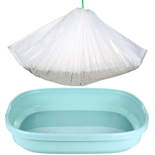 WHQXFDZ 60pcs 45*18inch Cat Litter Box Liners Thickness Of About 2mil Jumbo Litter Pan Bags Drawstring Large Durable Litter Box Bag 6 roll Cat Waste bag for Pet Cat Supplies (45*18inch)