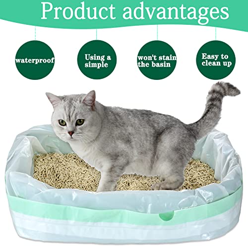 WHQXFDZ 60pcs 45*18inch Cat Litter Box Liners Thickness Of About 2mil Jumbo Litter Pan Bags Drawstring Large Durable Litter Box Bag 6 roll Cat Waste bag for Pet Cat Supplies (45*18inch)