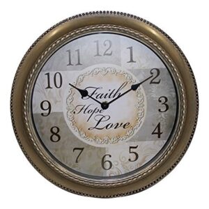 mainstays 12 inch inspirational clock- faith, hope , love message