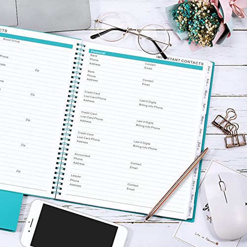 Monthly Planner 2023-2024 - 2023-2024 Monthly Planner from Jul. 2023 to Dec. 2024, 8.5" x 11", 18-Month Planner with Tabs, Pocket, Label, Contacts and Passwords, Twin-Wire Binding, 3 Pack - Teal by Artfan