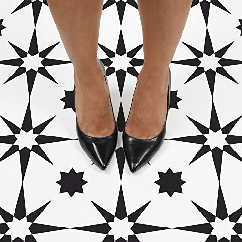 FloorPops FP2948 Altair Peel & Stick Floor Tiles, Black