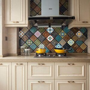 25 PCS Moroccan Style Tile Sticker, 4x4 Inch(10x10cm) Traditional DIY Murals, Tile Waterproof Oil Proof Removable Decals for Bathroom & Kitchen Backsplash