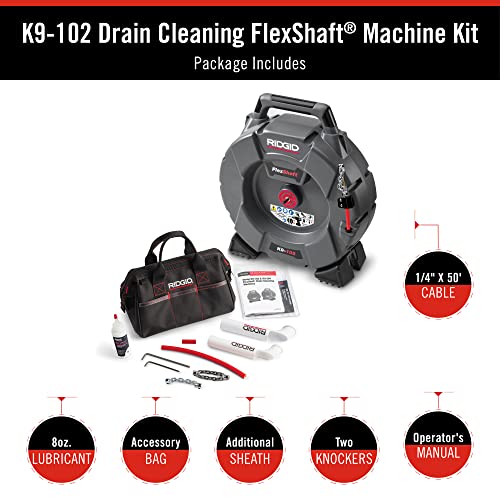 RIDGID 64263 Model K9-102 FlexShaft Drain Cleaning Machine Kit for 1-1/4"-2" Pipes