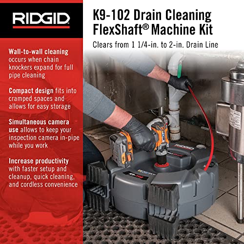 RIDGID 64263 Model K9-102 FlexShaft Drain Cleaning Machine Kit for 1-1/4"-2" Pipes