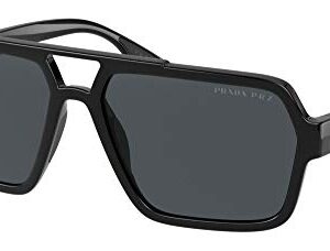 Prada Linea Rossa Men's Round Fashion Sunglasses, Black/Polarized Dark Grey, One Size