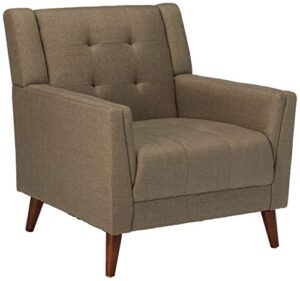 christopher knight home evelyn mid century modern fabric arm chair, mocha, walnut