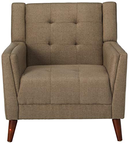 Christopher Knight Home Evelyn Mid Century Modern Fabric Arm Chair, Mocha, Walnut