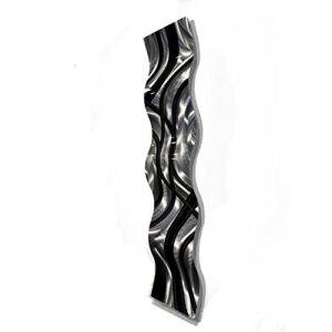 statements2000 silver/black metal wall art wave, modern accent décor by jon allen metal art, crossroads wave, 46″ x 10″