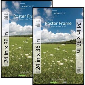 mainstays 24×36 basic poster & picture frame, black, set of 2