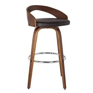 armen living lcsobabrwa26 sonia barstool with polyurethane upholstery, 26″h, walnut wood finish/brown