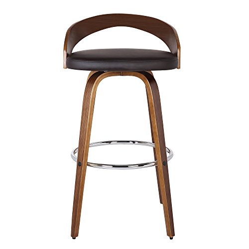 Armen Living LCSOBABRWA26 Sonia Barstool with Polyurethane Upholstery, 26"H, Walnut Wood Finish/Brown