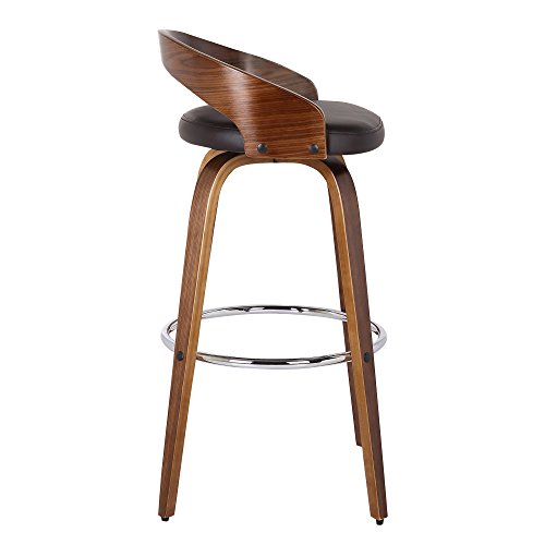 Armen Living LCSOBABRWA26 Sonia Barstool with Polyurethane Upholstery, 26"H, Walnut Wood Finish/Brown