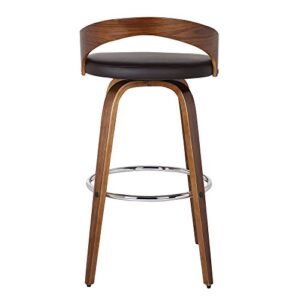 Armen Living LCSOBABRWA26 Sonia Barstool with Polyurethane Upholstery, 26"H, Walnut Wood Finish/Brown