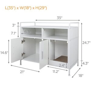 YUSING Litter Box Enclosure, Cat Litter Box Furniture Hidden, Cat Washroom Bench Storage Cabinet Large with Double Doors and Open Shelf for Bedroom, Living Room