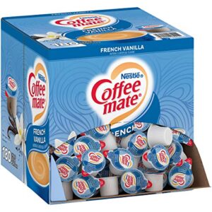 nestle coffee mate coffee creamer, french vanilla, liquid creamer singles, non dairy, no refrigeration, box of 180 singles