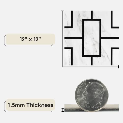 Retro Self Adhesive 12-Inch Vinyl Floor Tiles, 20 Tiles - 12" x 12", Affinity Pattern - Peel & Stick, DIY Flooring for Kitchen, Dining Room, Bedrooms & Bathrooms by Achim Home Decor