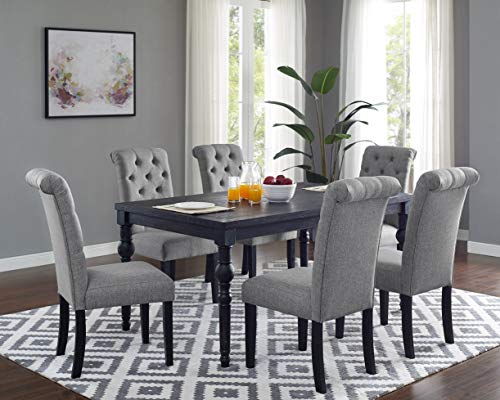 Roundhill Furniture Leviton Urban Style Counter Height Dining Set: Table and 6 Chairs, Grey