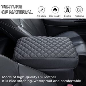 JKCOVER Center Console Armrest Cover Compatible with Toyota 4Runner 2010-2020 2021 2022 2023 Truck Accessories Premium PU Leather Cushion Protector (Black)