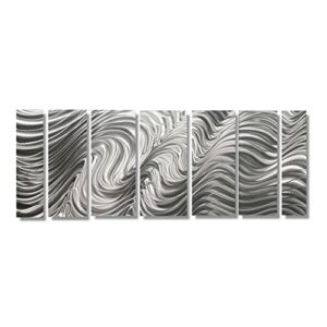 Statements2000 Modern Metal Wall Art, 68" x 24", Indoor/Outdoor Hanging Sculpture by Jon Allen, Silver