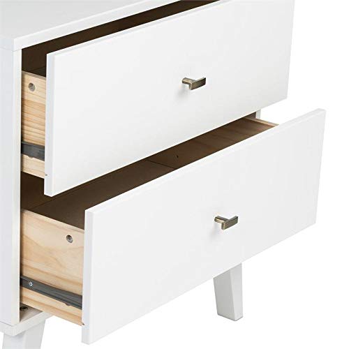 Prepac Milo Mid-Century 6 Drawer Double Dresser For Bedroom, 16" D x 52.50" W x 33" H, White