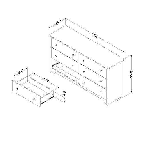 South Shore Vito 6-Drawer Double Dresser, Soft Gray