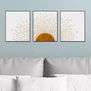 sun ray art prints boho bedroom wall decor minimalist decor sun prints mid century modern decor living room prints set of 3 prints unframed 11x14inch